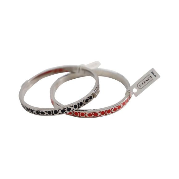 Coach | Jewelry | Coach Signature Thin Bangle In Silver Metal | Poshmark